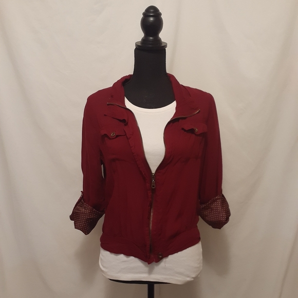 mine | Jackets & Coats | Lightweight Full Zip Cropped Jacket Flip Cuffs ...